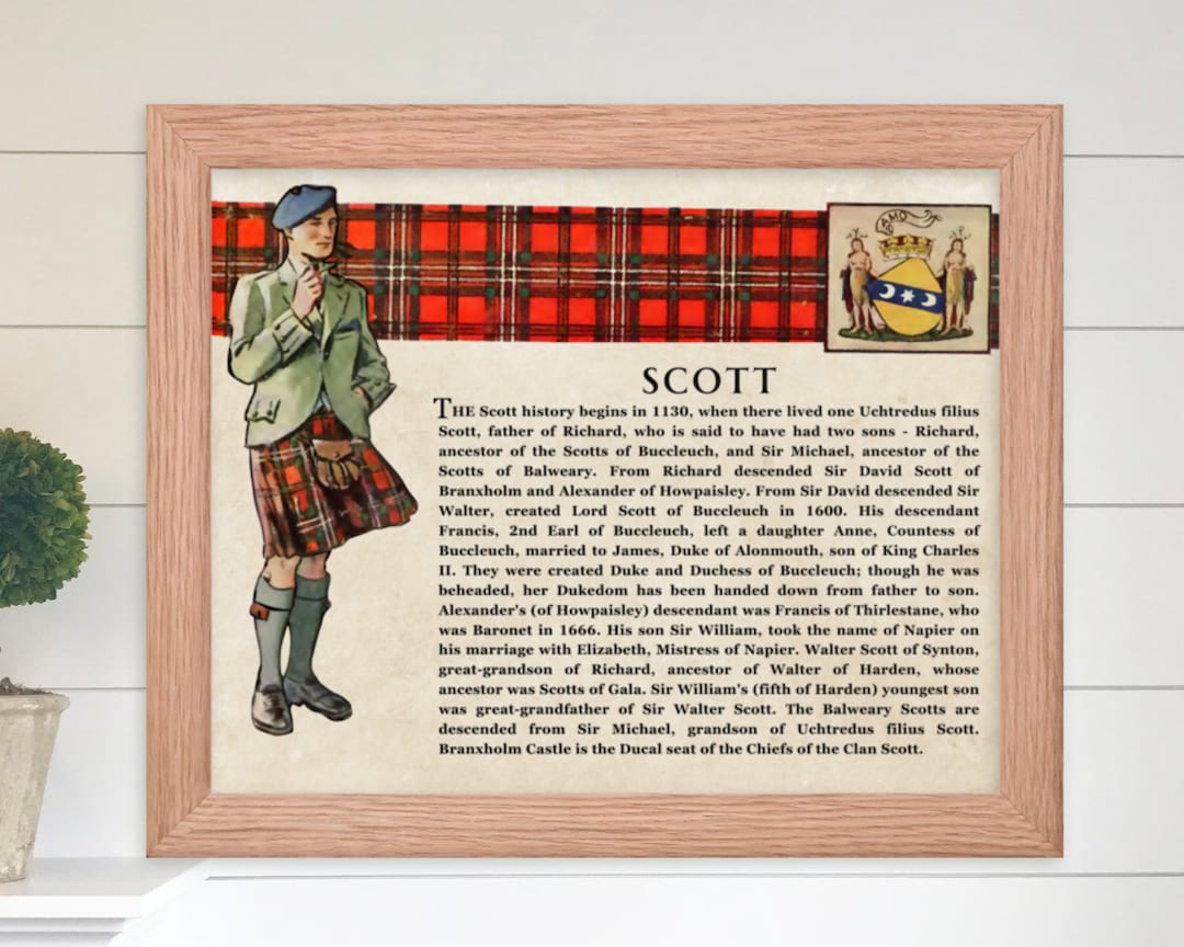 Clan Scott Scottish Clan Wall Art Print Vintage Scottish History Poster ...