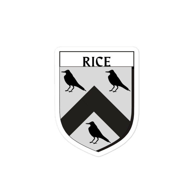 Rice Family Coat of Vinyl Sticker, Rice Family Crest Die Cut Bumper ...