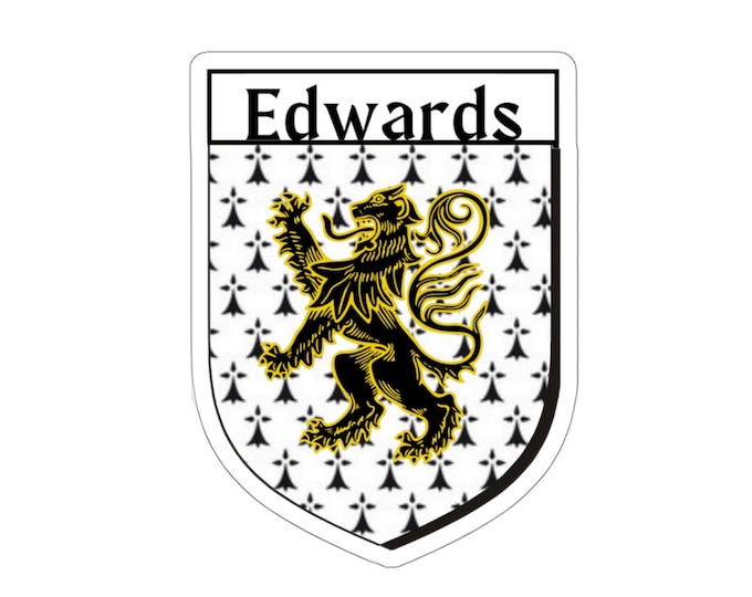 Edwards Family Coat of Arms Vinyl Sticker, Edwards Family Crest Die Cut ...