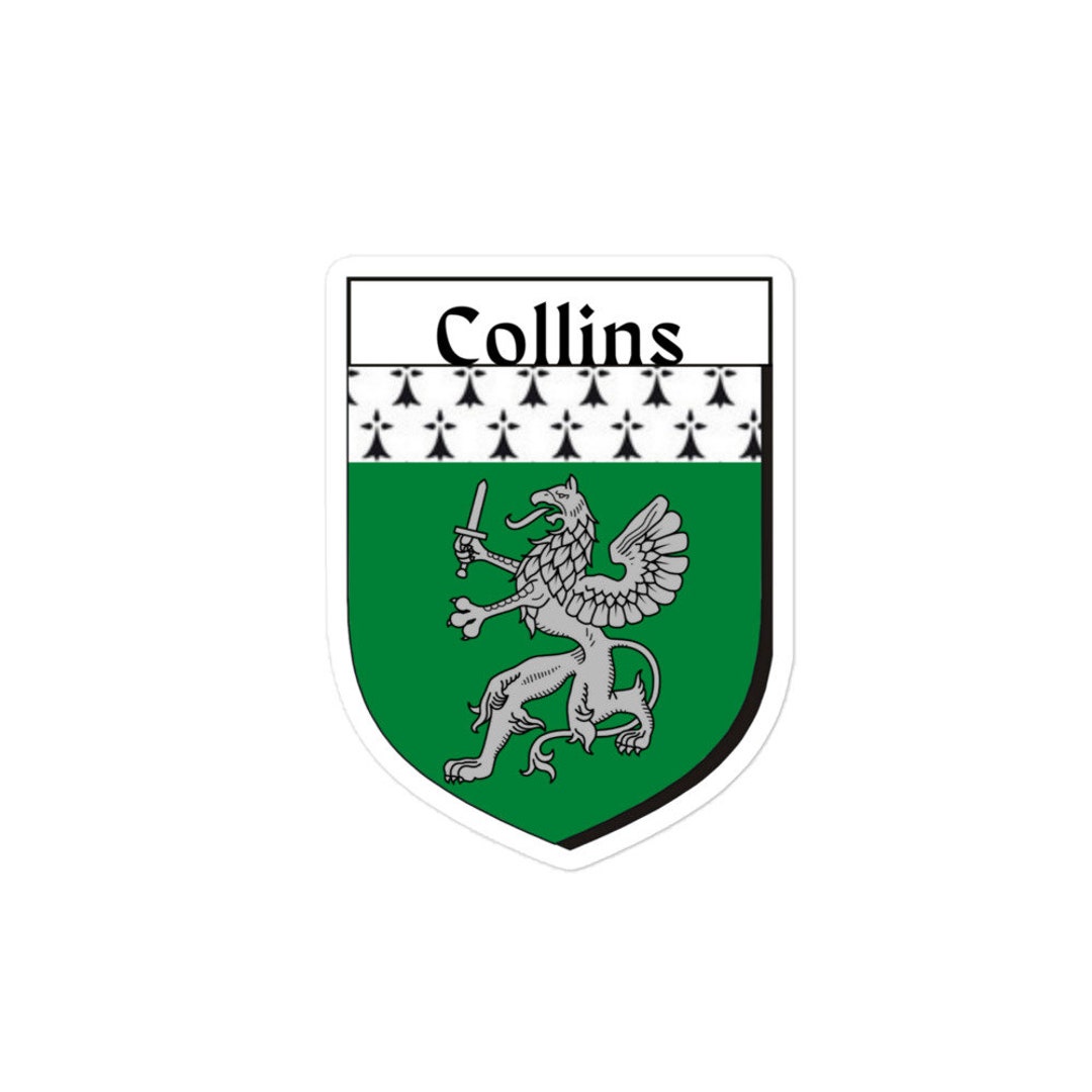 Collins Family Coat of Arms Vinyl Sticker, Collins Family Crest Die Cut ...