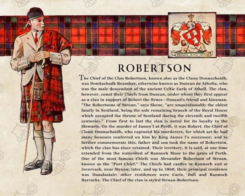 Clan Robertson Scottish Clan Wall Art Print Vintage Scottish History ...