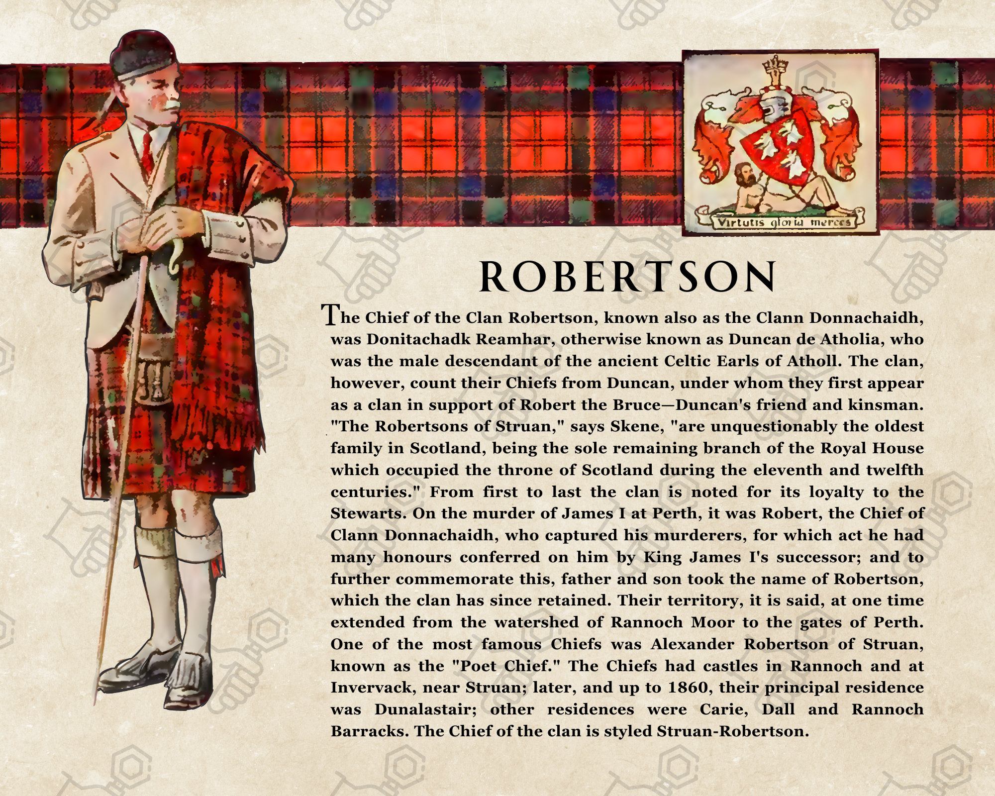 Clan Robertson Scottish Clan Wall Art Print Vintage Scottish History ...