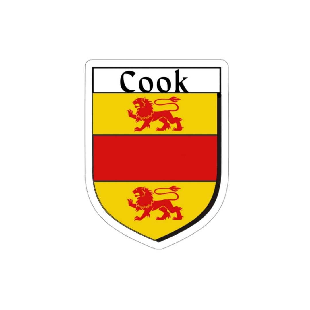 Cook Family Coat of Vinyl Sticker, Cook Family Crest Die Cut Bumper ...