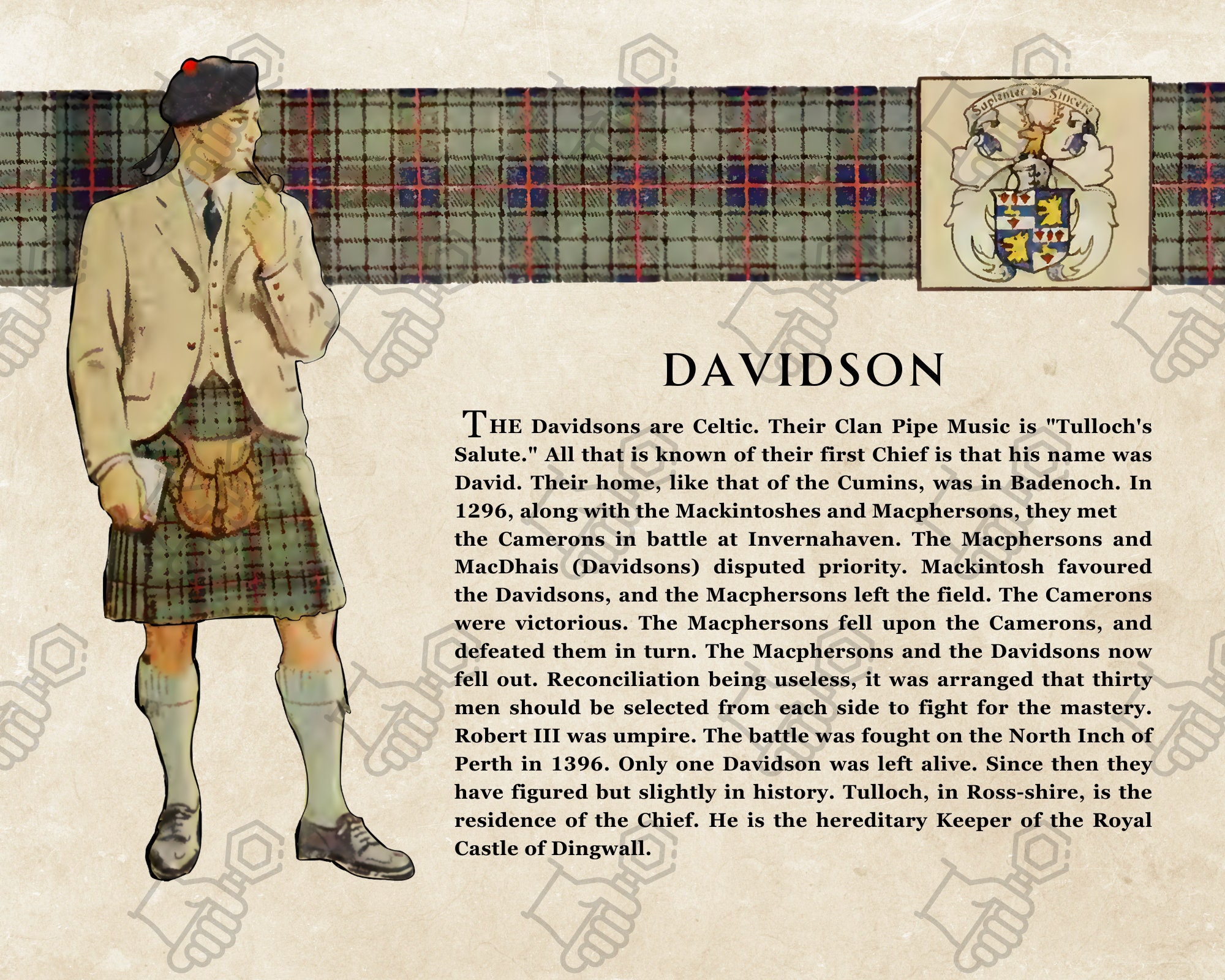 Clan Davidson Scottish Clan Wall Art Physical Print Vintage Scottish ...