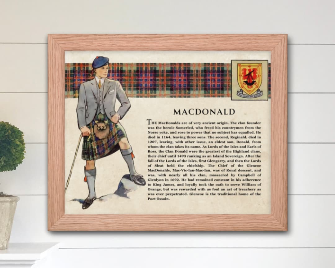 Clan Macdonald Scottish Clan Wall Art Print Vintage Scotland History ...
