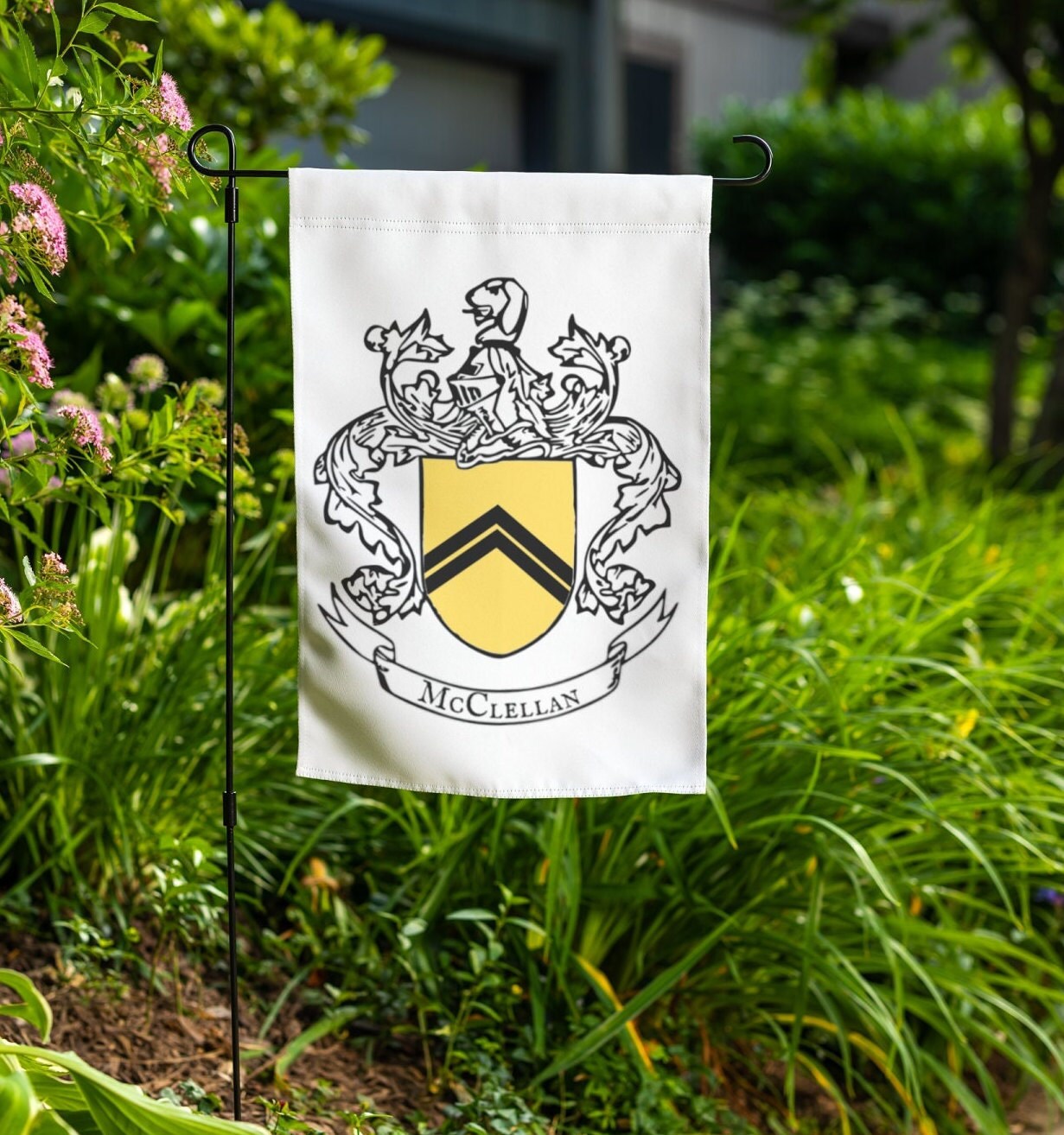 Custom Family Coat of Arms Garden Flag, Knight & Banner Style, Family ...