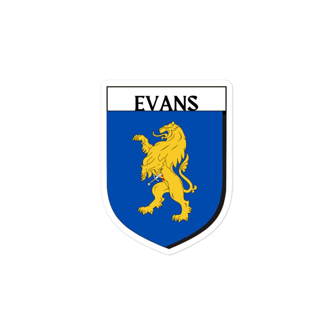 Evans Family Coat of Arms Vinyl Sticker, Evans Family Crest Die Cut ...