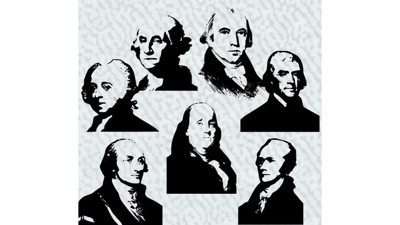 7 Most Famous Founding Fathers Busts Vector Clipart Download | US ...