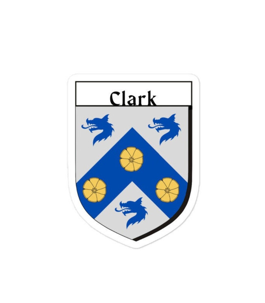 Clark Family Coat of Arms Vinyl Sticker, Clark Family Crest Die Cut ...