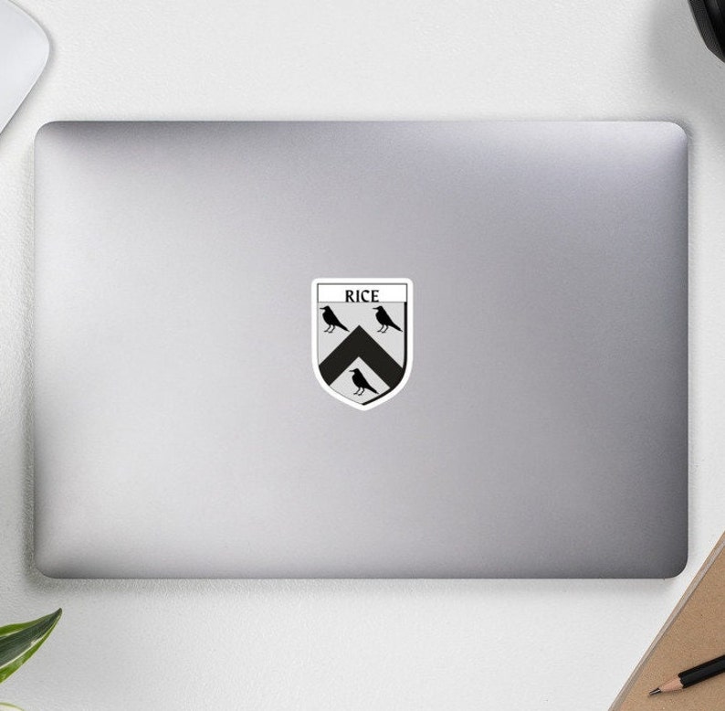 Rice Family Coat of Vinyl Sticker, Rice Family Crest Die Cut Bumper ...