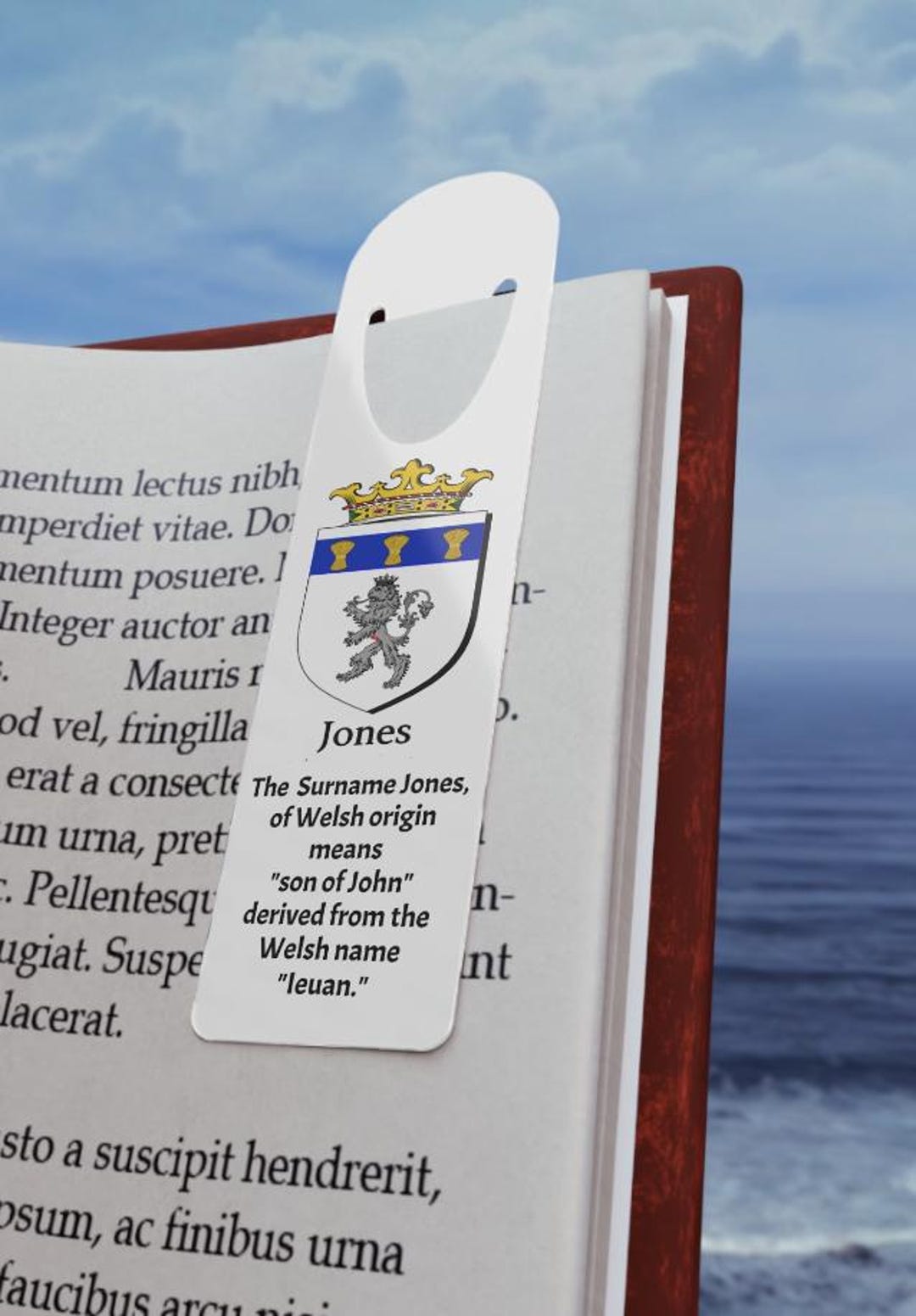 Custom Family Crest Bookmark, Welsh Jones, Personalized Coat of Arms ...
