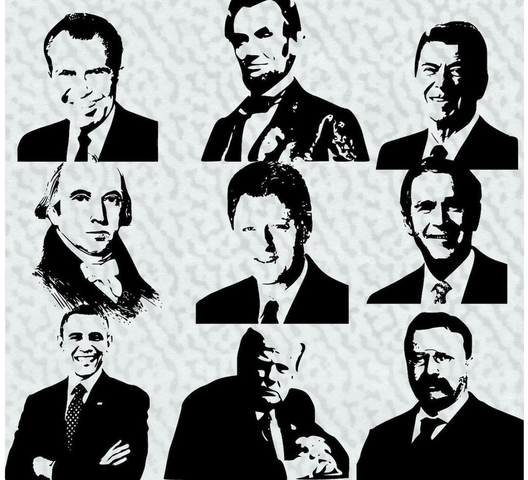 Pick 10 Any 10 Bundle - American Presidents Busts Vector Clipart ...