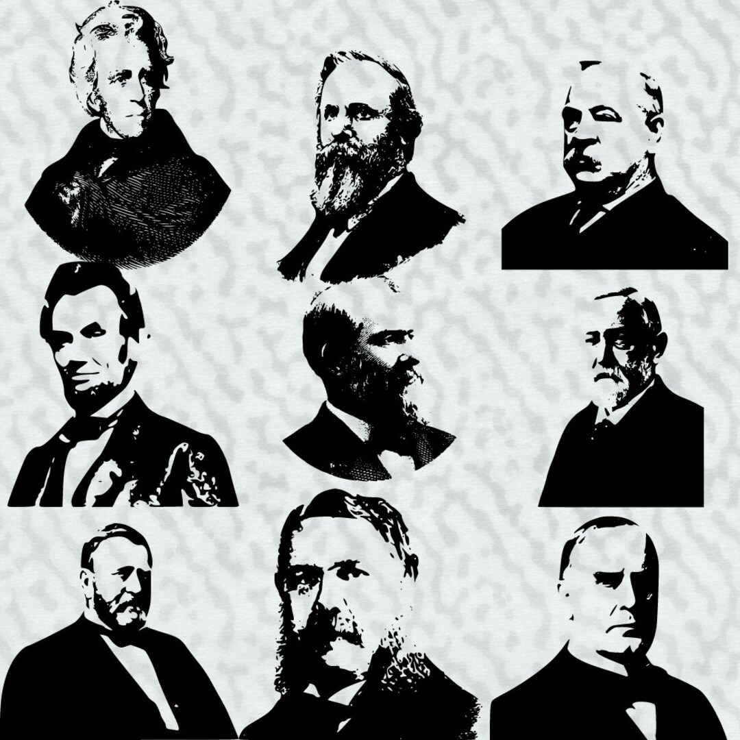 First 25 American Presidents Busts Vector Clipart Download | U.S ...