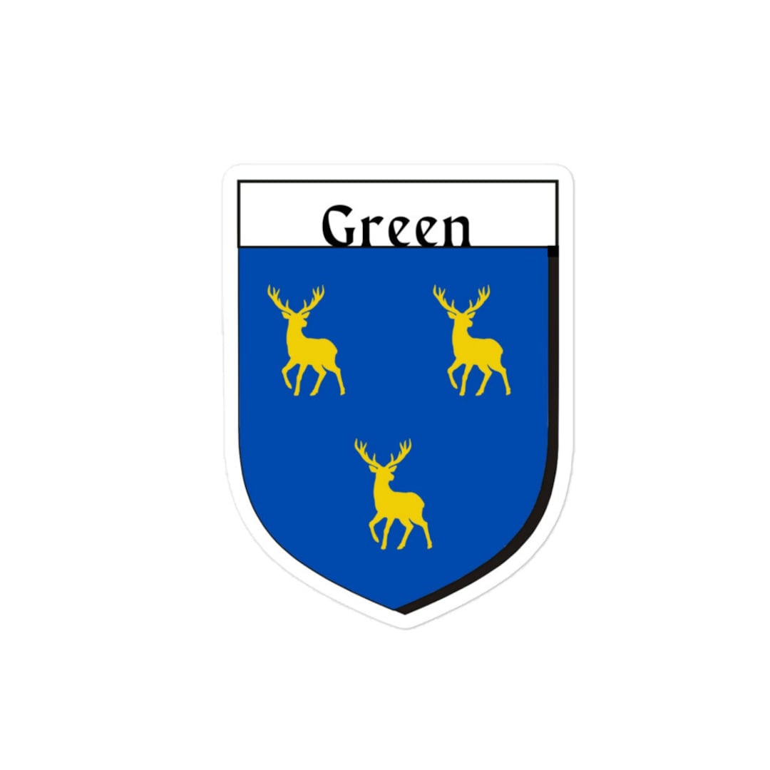 Green Family Coat of Arms Vinyl Sticker, Green Family Crest Die Cut ...
