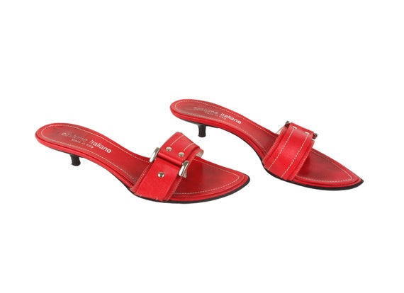 Y2K Heels / Red Pointy Heels / Made in Italy / Genuine Leather | Etsy