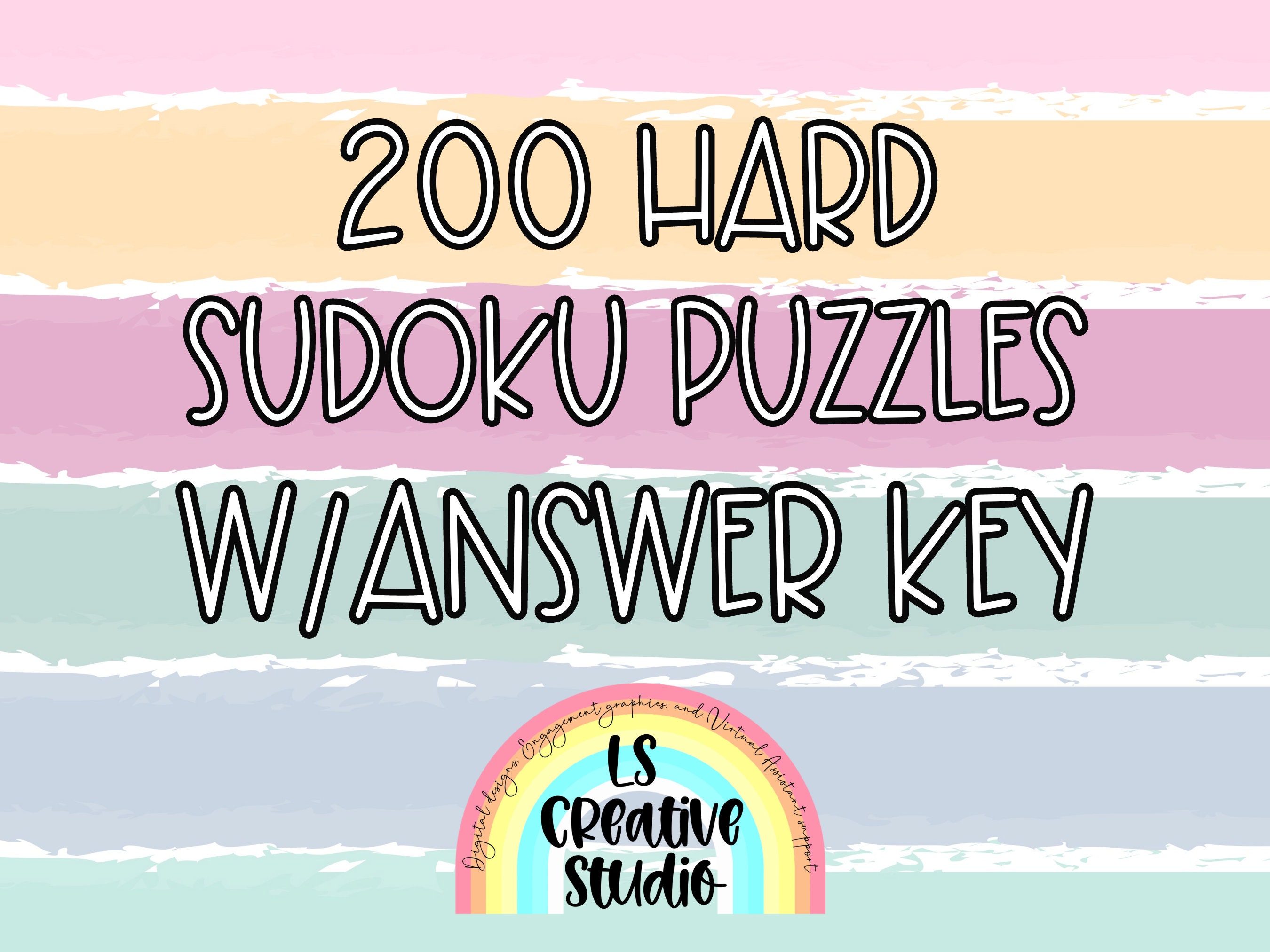 HARD LEVEL Sudoku Puzzles W/ Answer Key | Brain Games for Adults ...