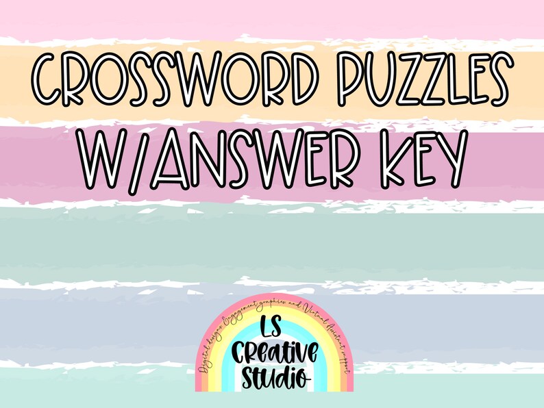 Crossword Puzzle Printable Pages With Answer Key for Kids, Teens ...
