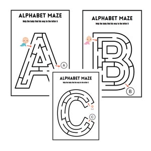 Prek-k-1st Grade Alphabet Maze Review Pages | Printable Mazes for Kids ...