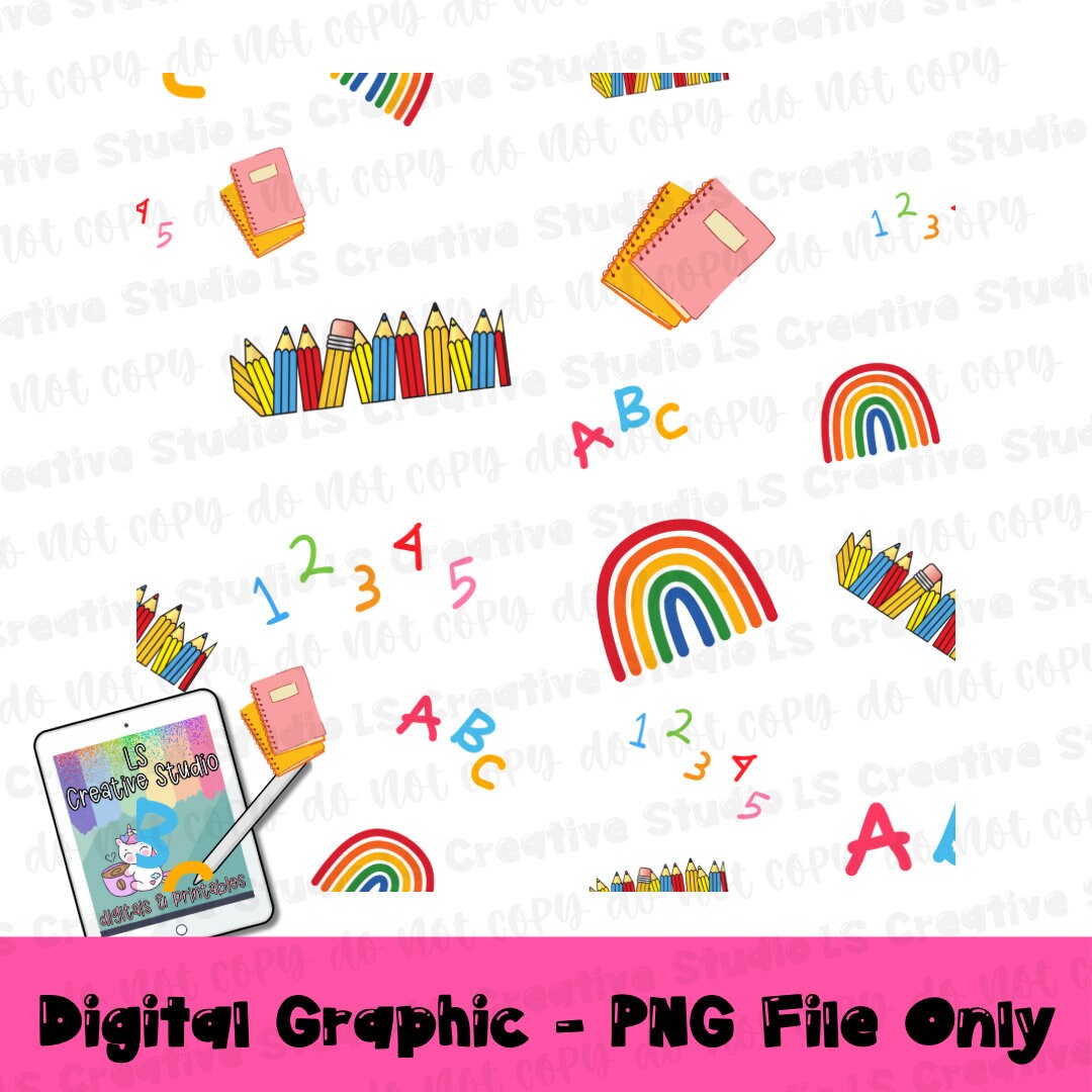 Rainbow Back to School Seamless File | School Design Digital Seamless ...