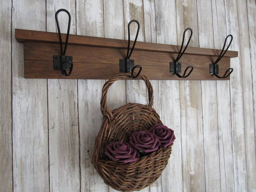 Rustic Wood Coat Rack Wall Mount-farmhouse Decor-coat Hook Rack ...