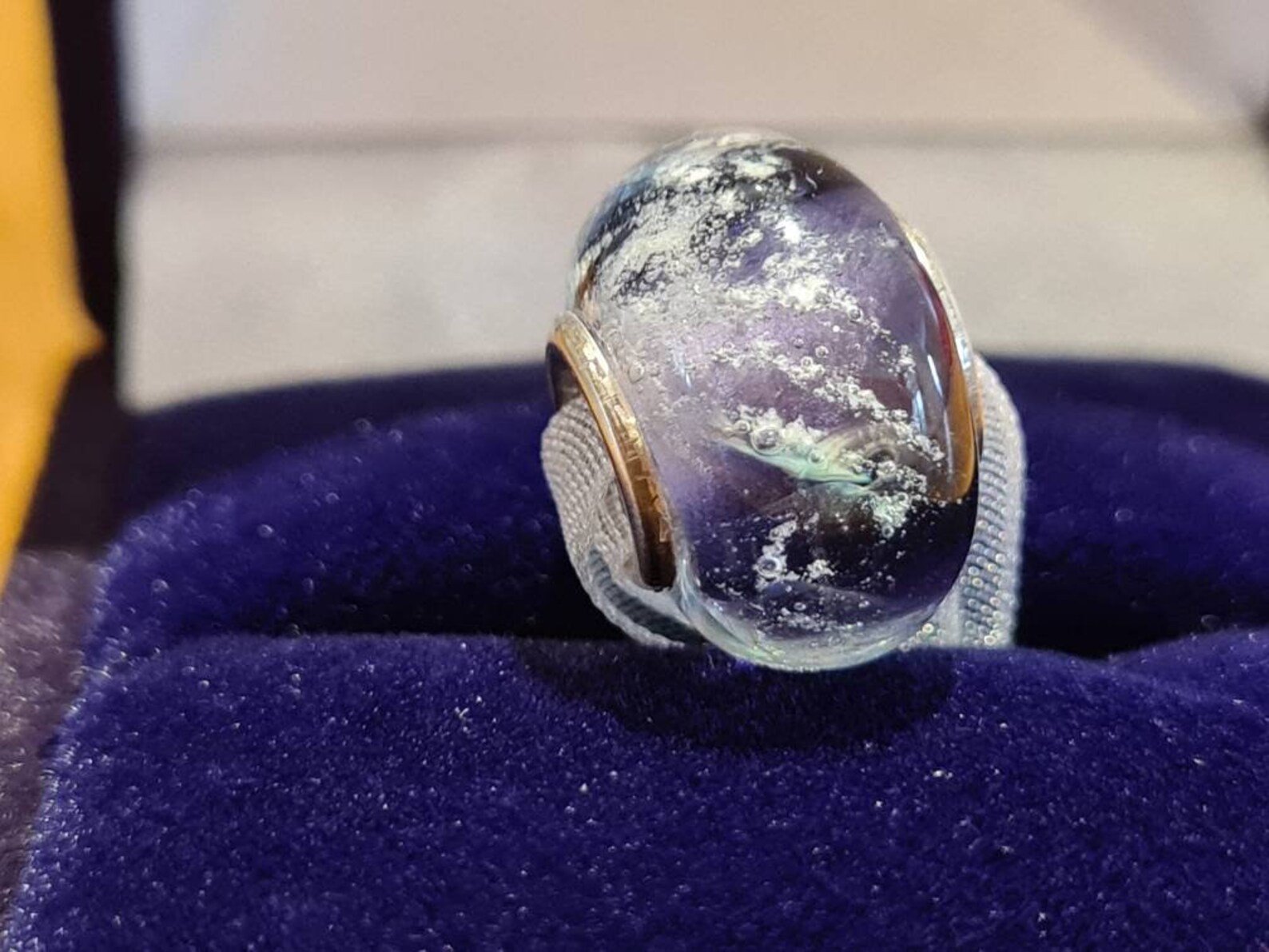 Ashes Memorial Cremation Cremains Keepsake Charm Bead in Glass and ...