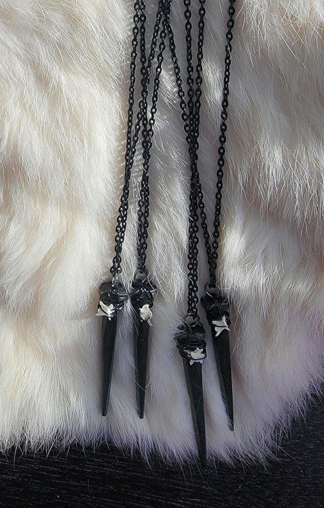 Coffin Nail W/ Snake Bone Wirewrapped Necklace - Etsy