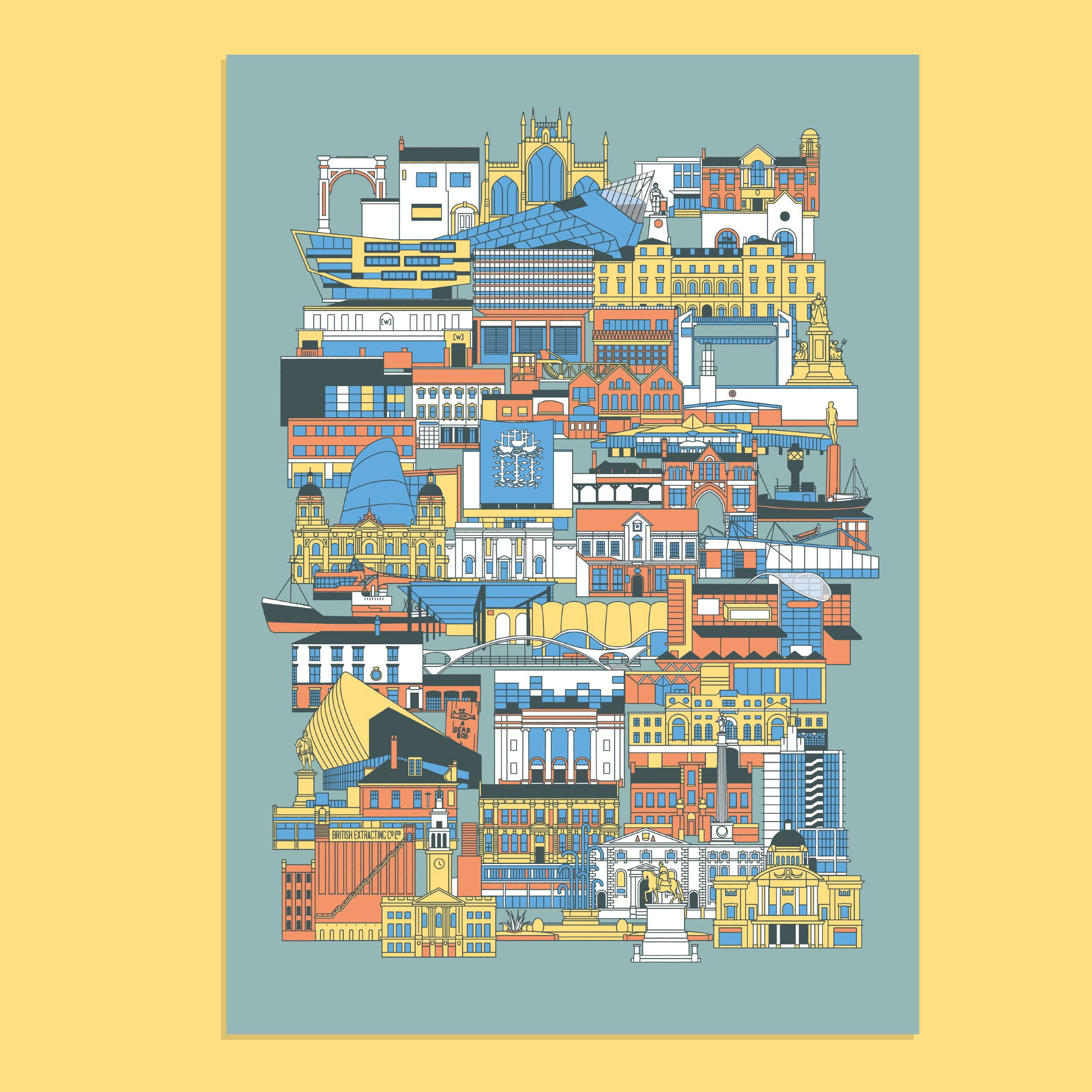 Hull Buildings Art Print, Kingston Upon Hull Landmarks (2nd Ed) - Etsy UK