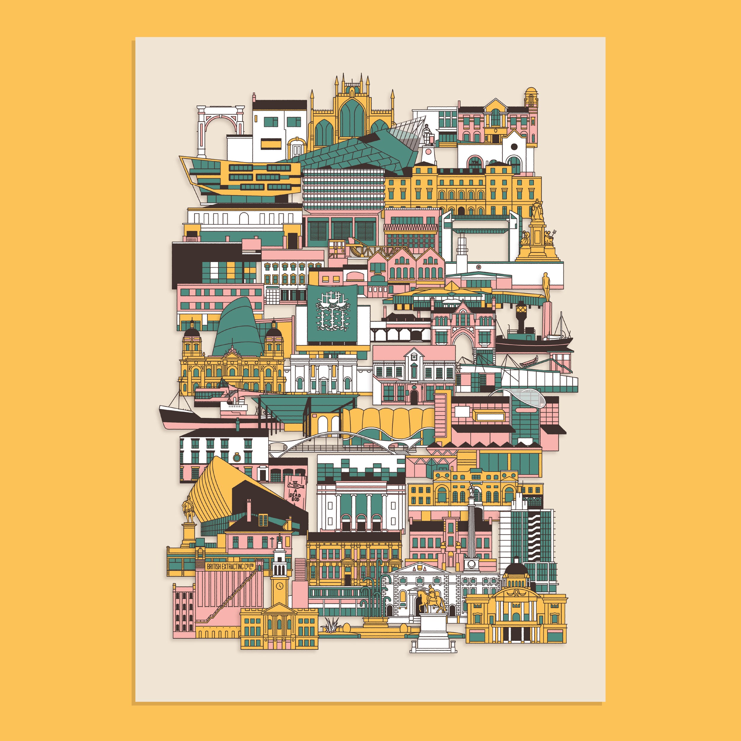 Hull Buildings Art Print, Kingston Upon Hull Landmarks (2nd Ed) - Etsy UK