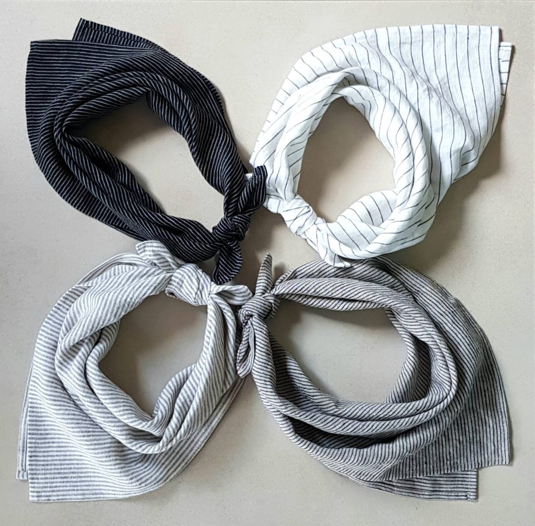 Linen Bandana, Square Linen Scarf, Bandana Men, Striped Linen ...