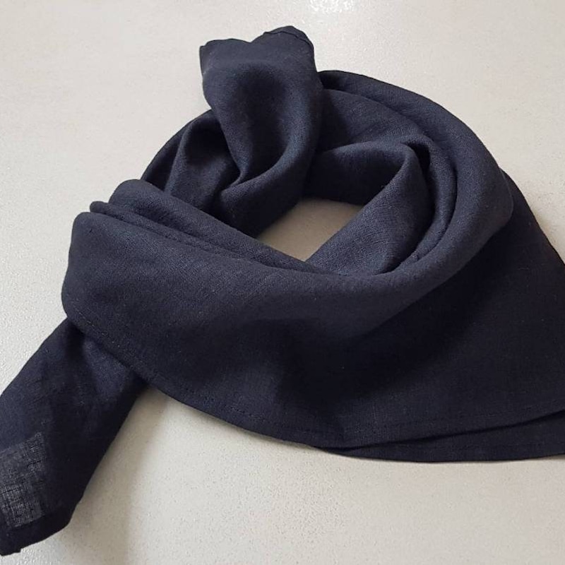 Black Linen Neckerchief - Etsy