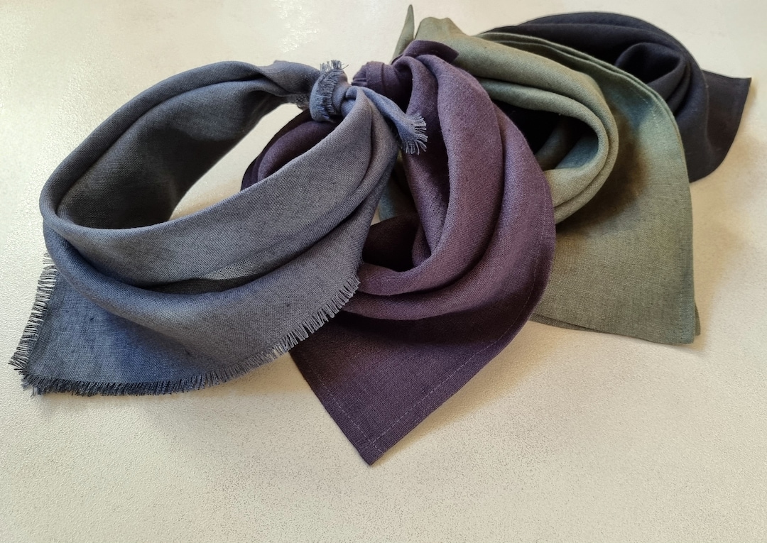 Linen Bandana Men, Black Linen Neckerchief Women, Black Biker Bandana, Black Linen Kerchief ...