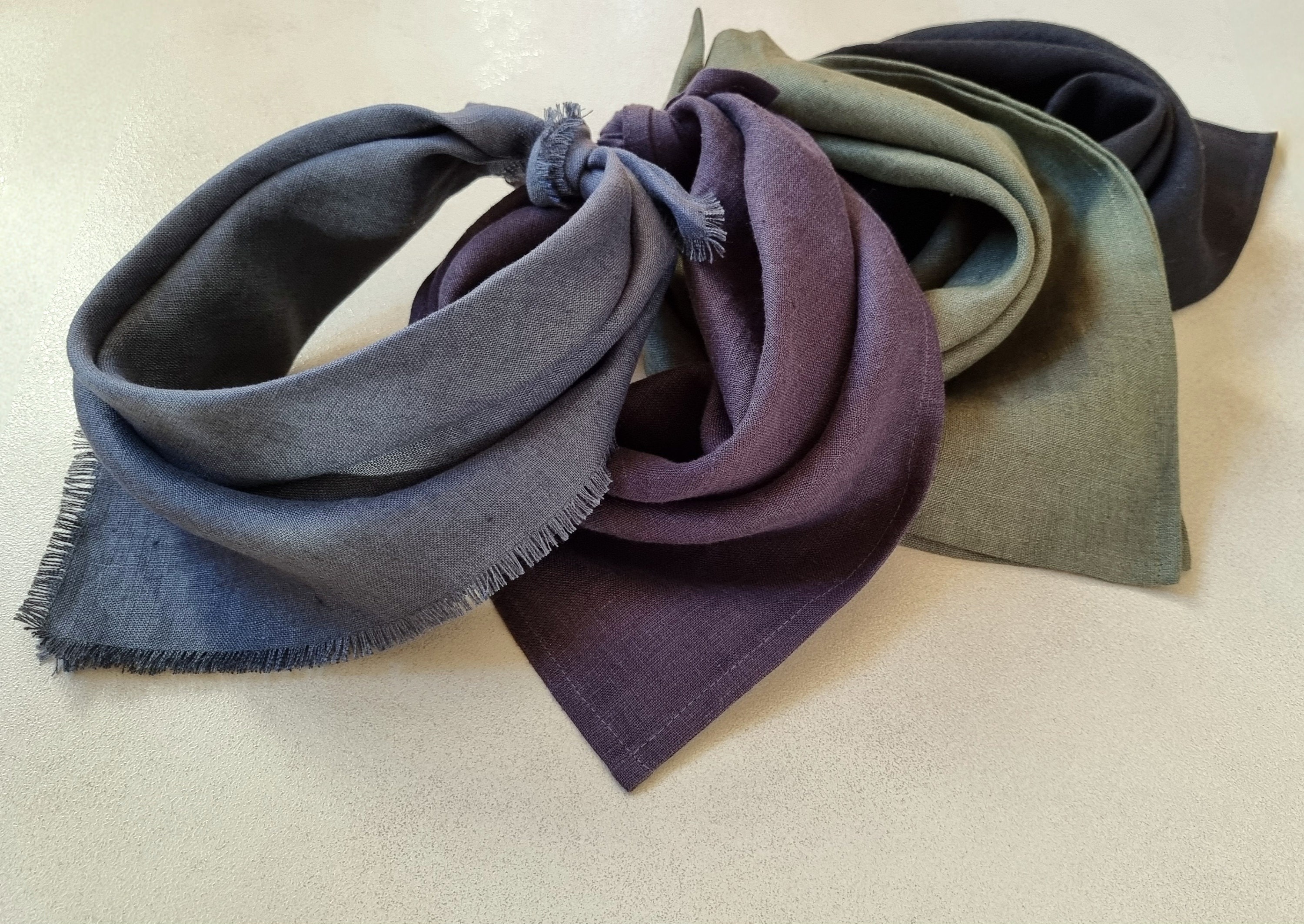 Linen Bandana Men, Black Linen Neckerchief Women, Black Biker Bandana ...