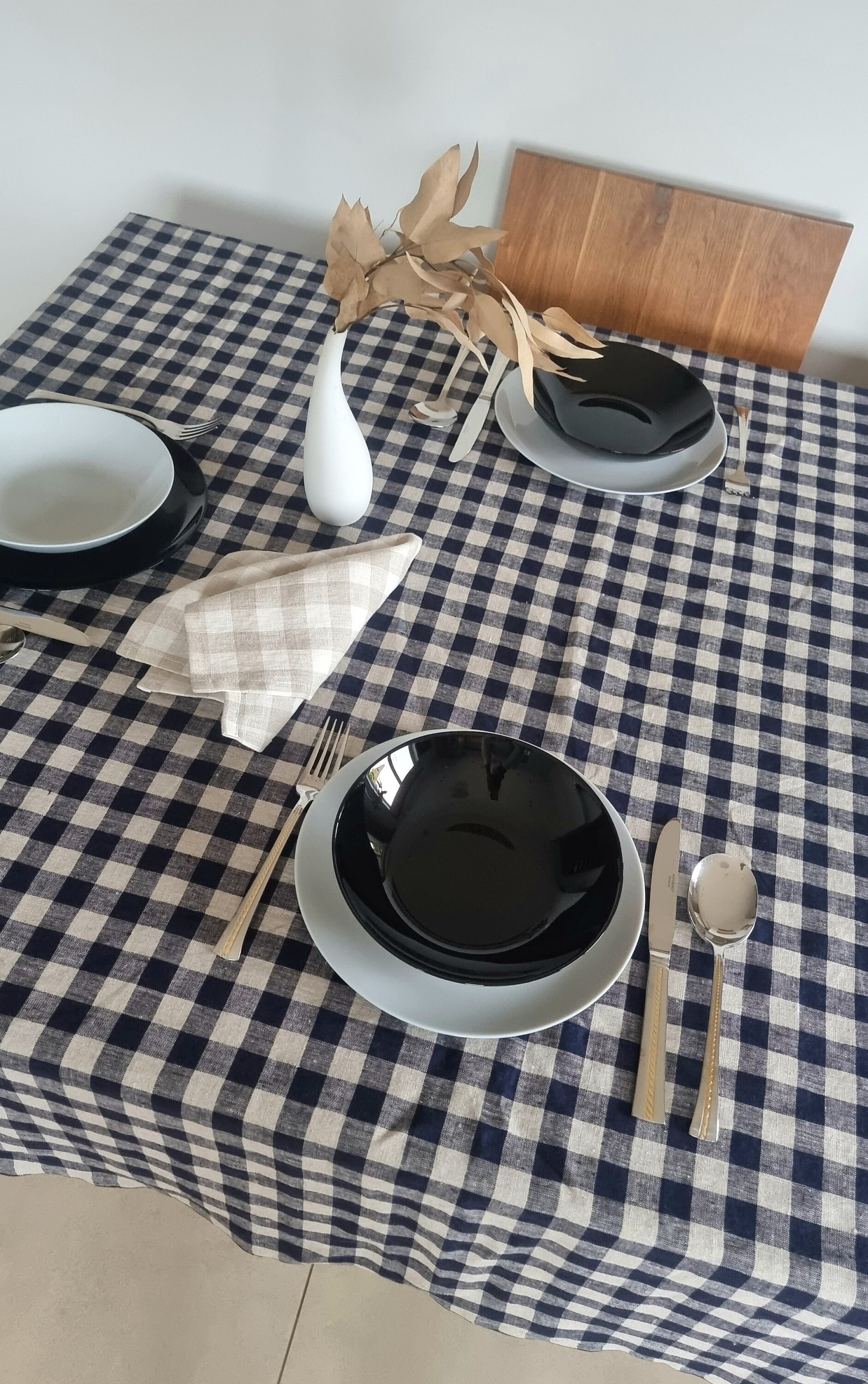 Gingham Linen Tablecloth, Linen Buffalo Plaid Table Cloth, Gingham ...