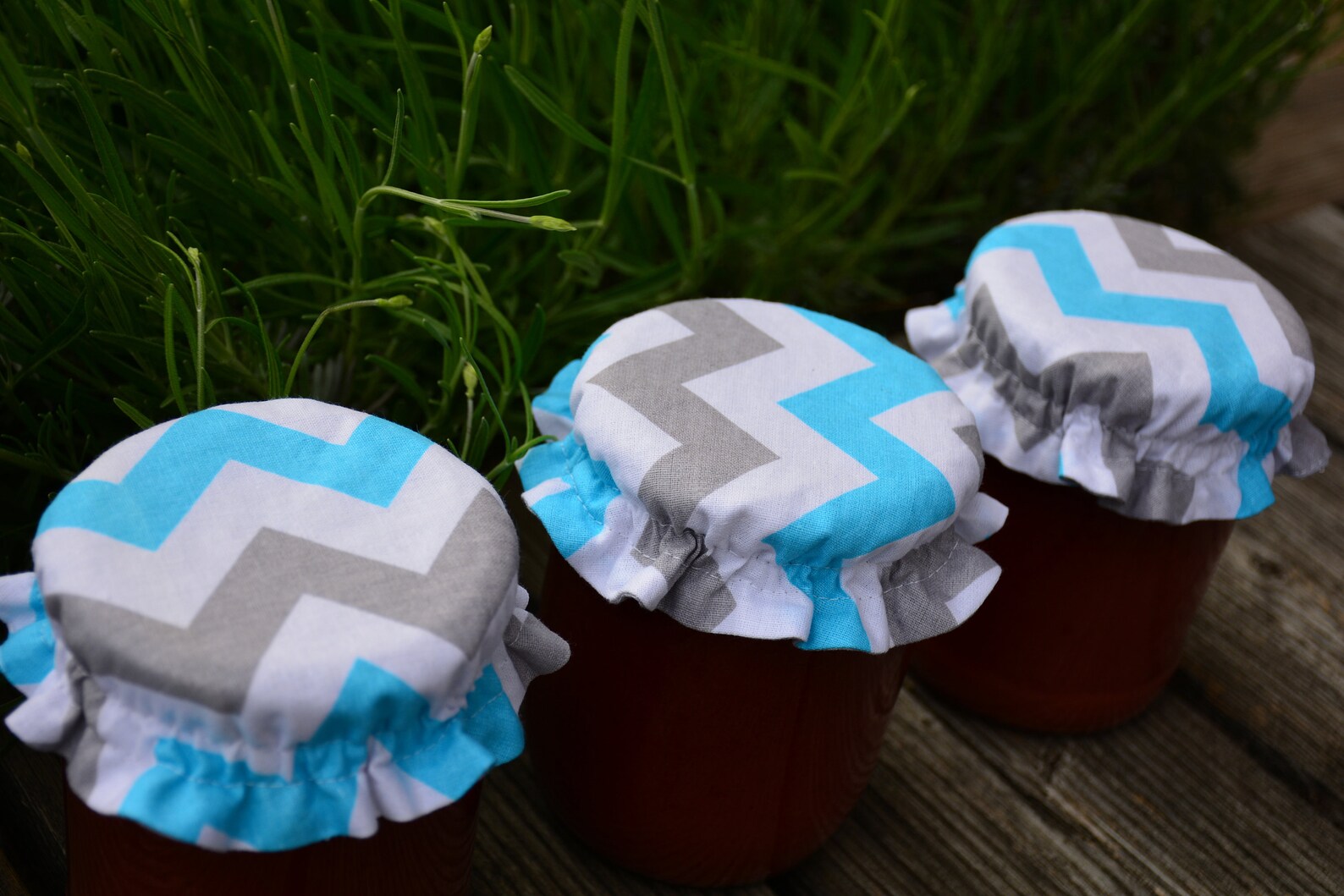 Reusable Fabric Jar Covers, Cotton Jar Covers, Blue Wedding Favour ...