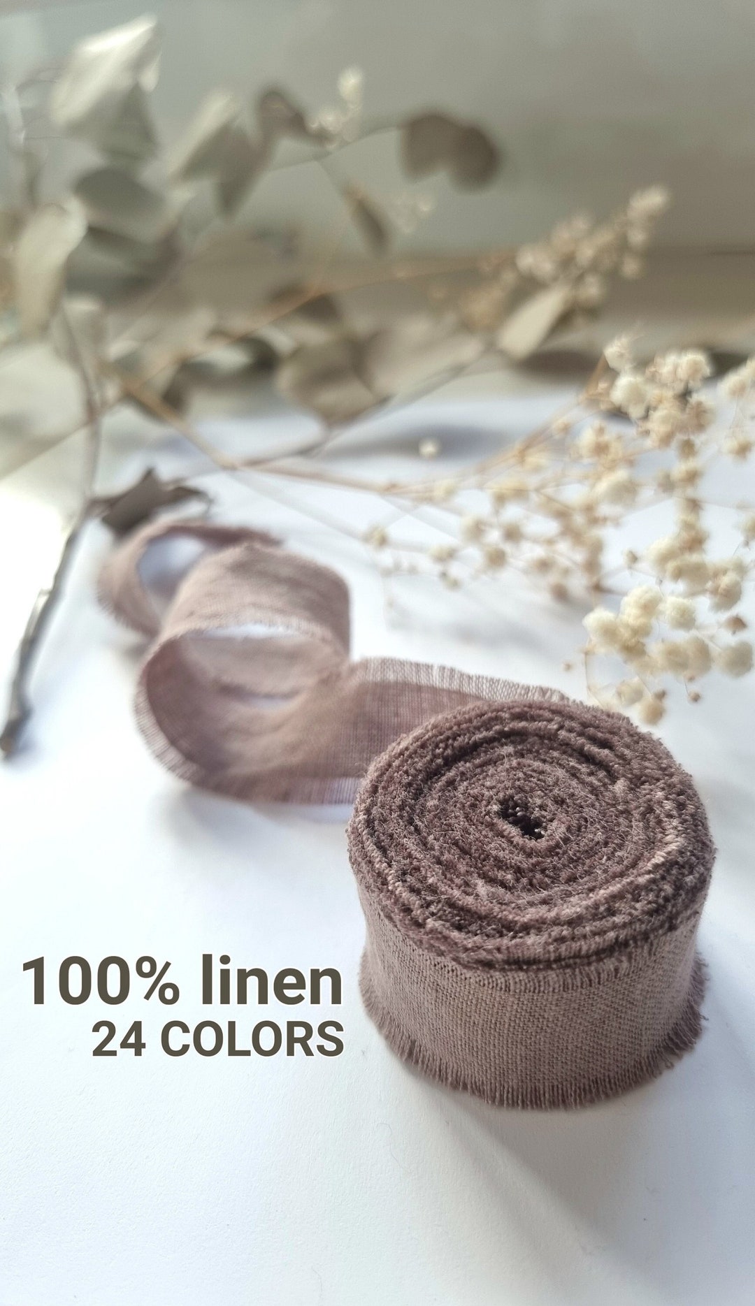 Linen Ribbon, Hand Frayed Edge Ribbon, 1" Ribbon With Fringe, Linen ...