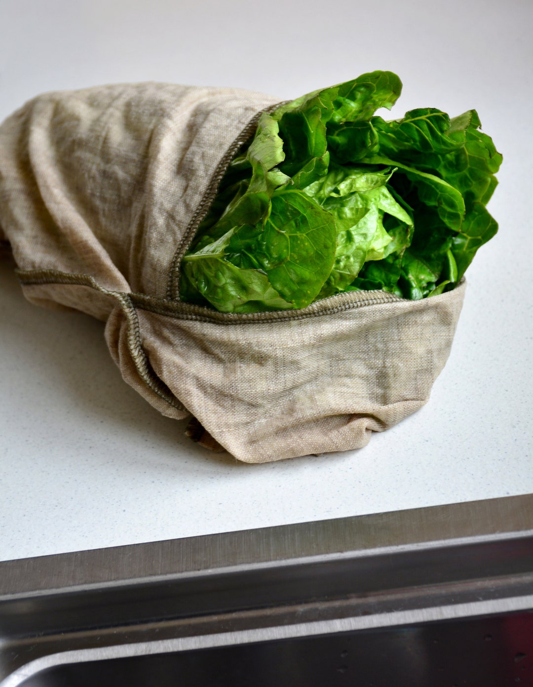 Greens Keeper, Reusable Produce Storage Bag, 100% Linen Vegetable ...