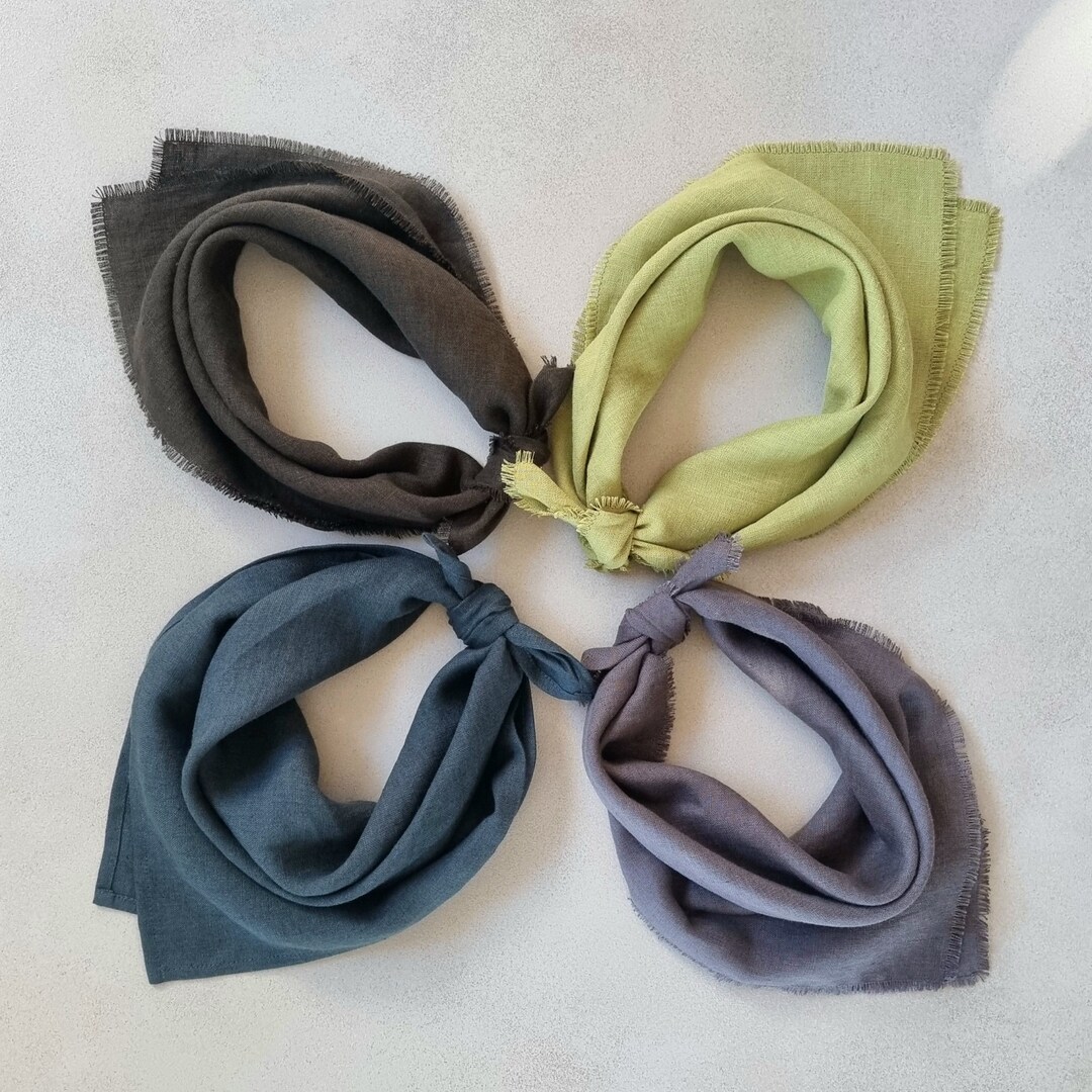 Linen Bandana, Square Linen Scarf, Men Women Bandana, Gray Linen ...
