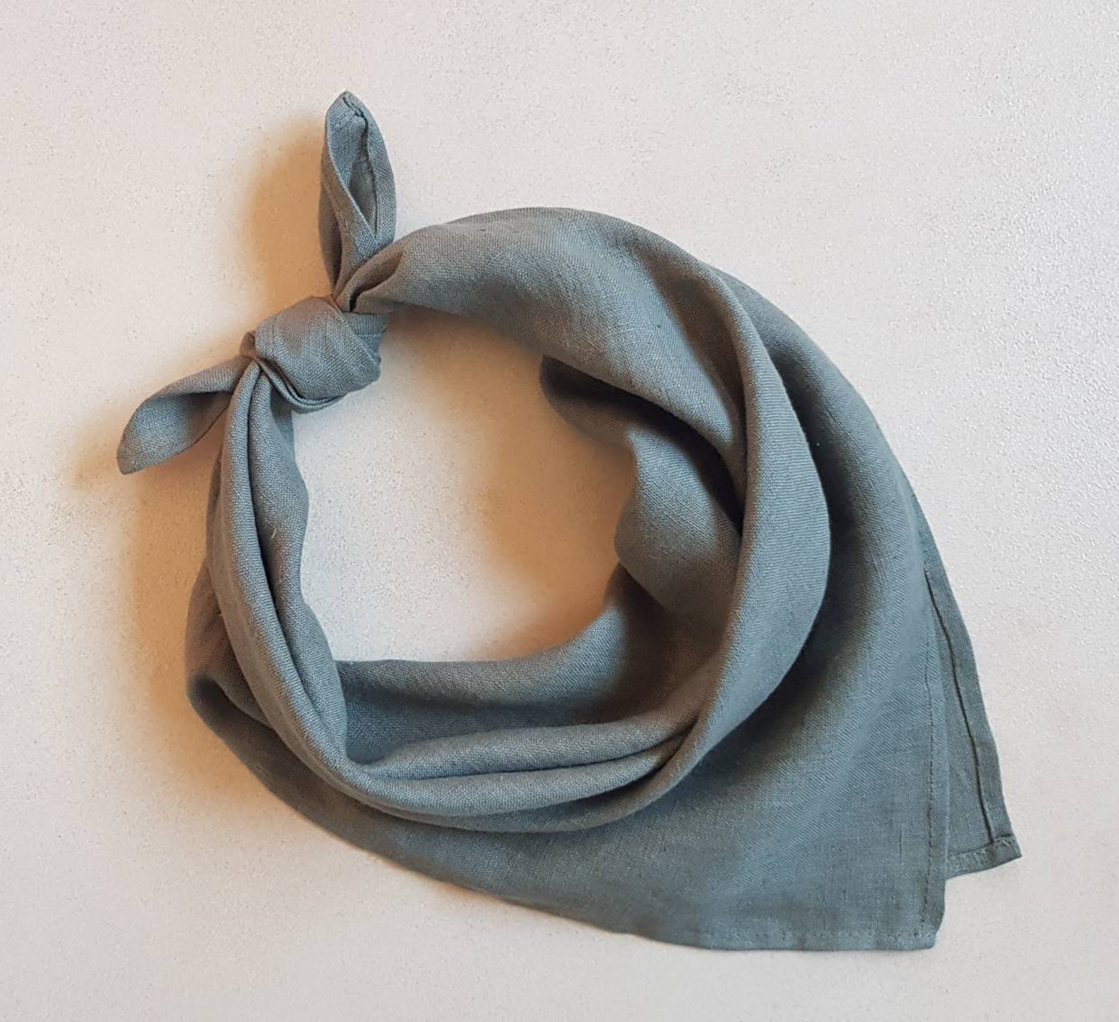 Linen Bandana, Men, Women Bandana, Dark Green Linen Neckerchief, Brown ...