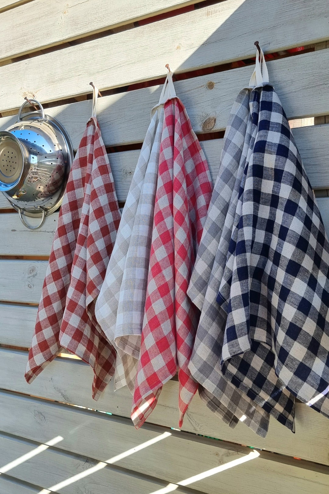 Gingham Linen Towel, Plaid Linen Tea Towel, Linen Farmhouse Kitchen ...