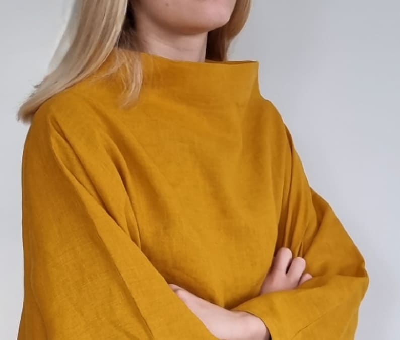 Linen Cloak, Linen Mantle, Linen Poncho, Turtleneck Cape, Linen Shawl ...