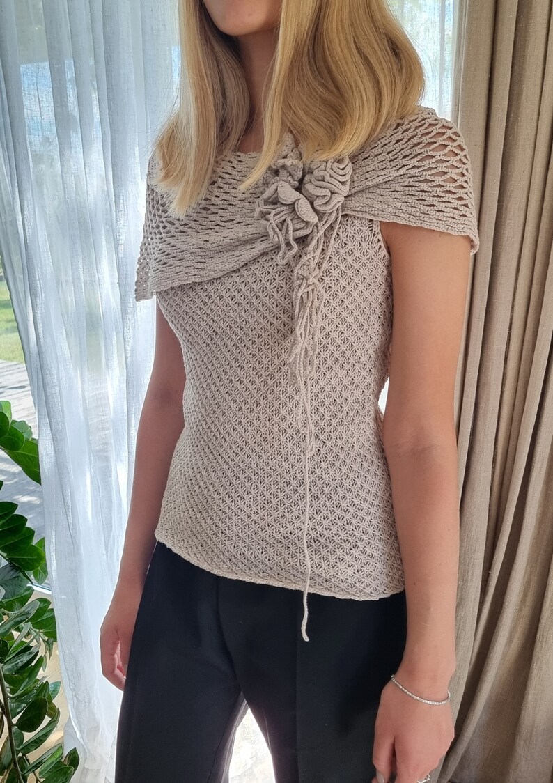 Vintage Hand Knitted Top, Vintage Summer Top, Exclusive Knitted Top ...
