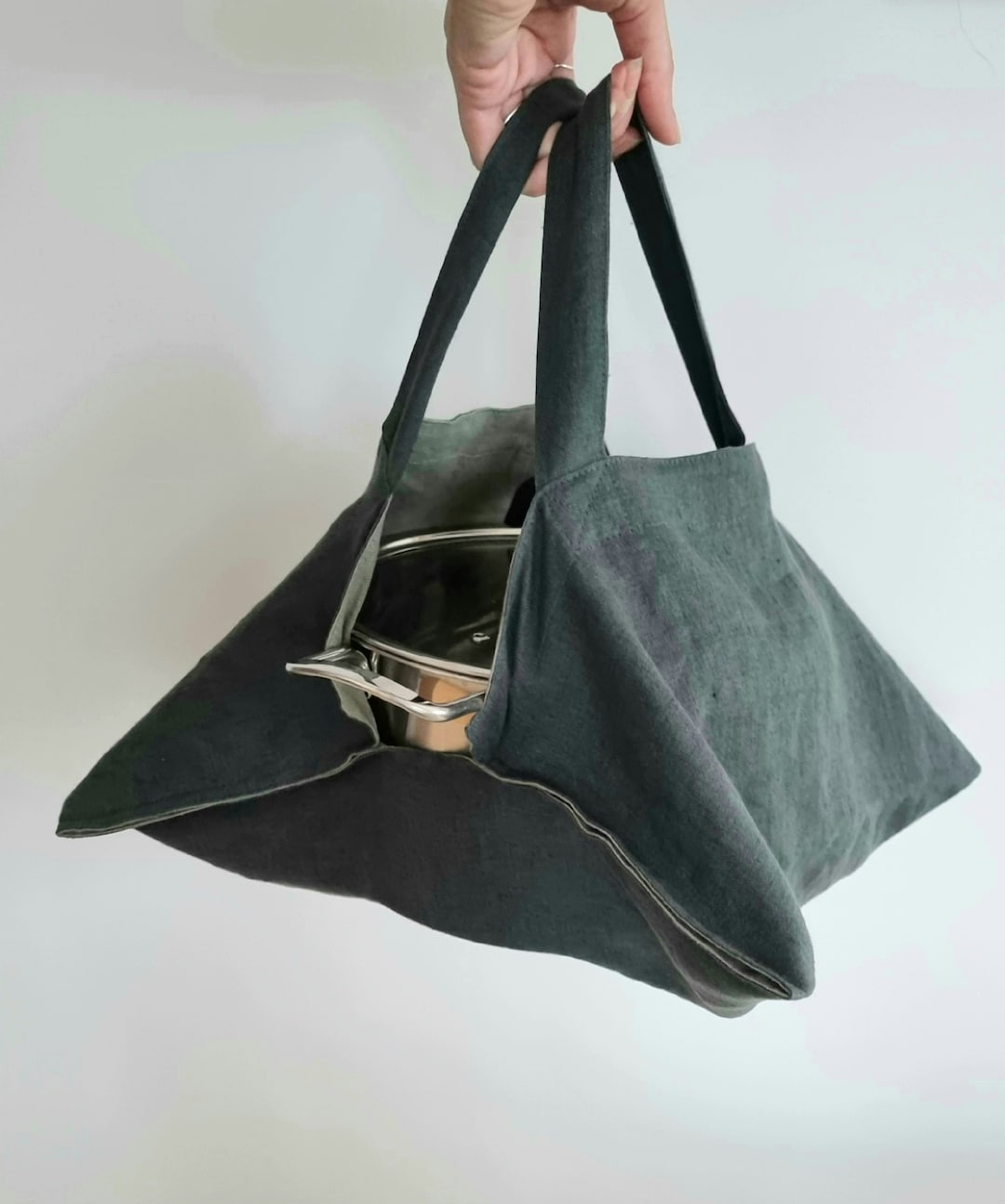 Linen Pie Bag, Casserole Tote Bag, Plate Carrier Bag, Cake Carrying Bag ...