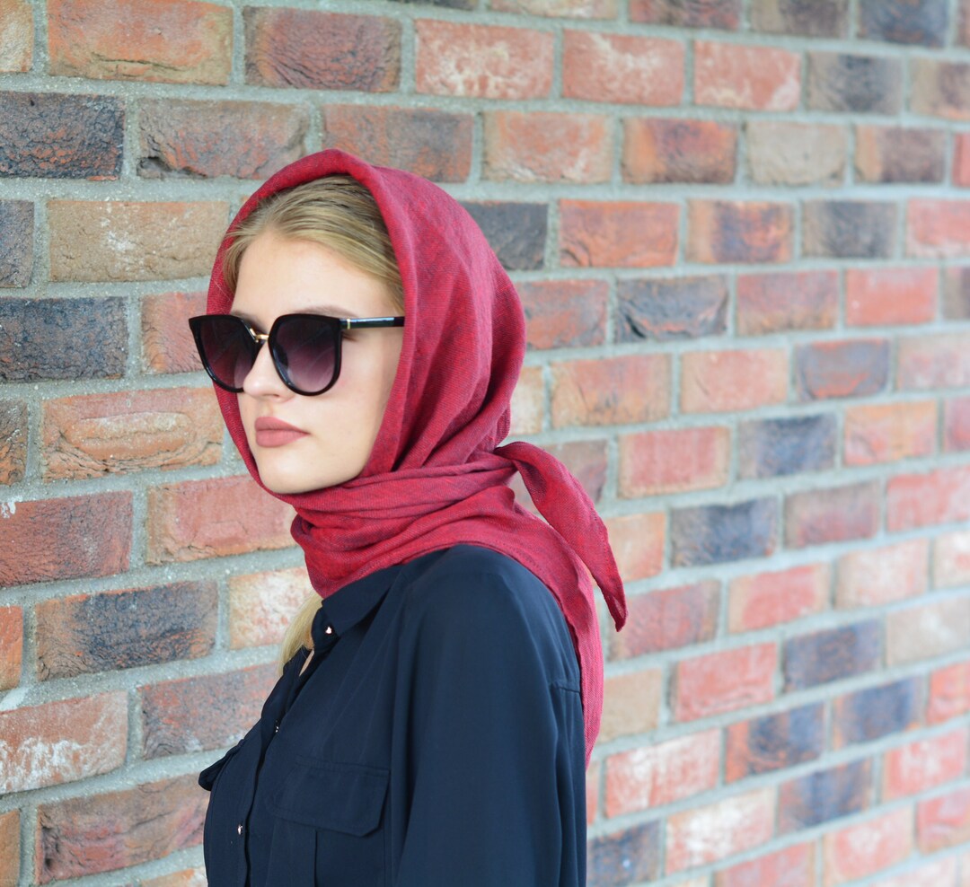 Linen Square Headscarf, Trendy Women Head Scarf, Women Kerchief, Square ...