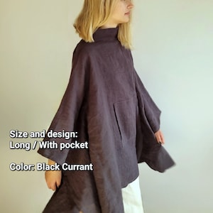 Linen Cloak, Linen Mantle, Linen Poncho, Turtleneck Cape, Linen Shawl ...