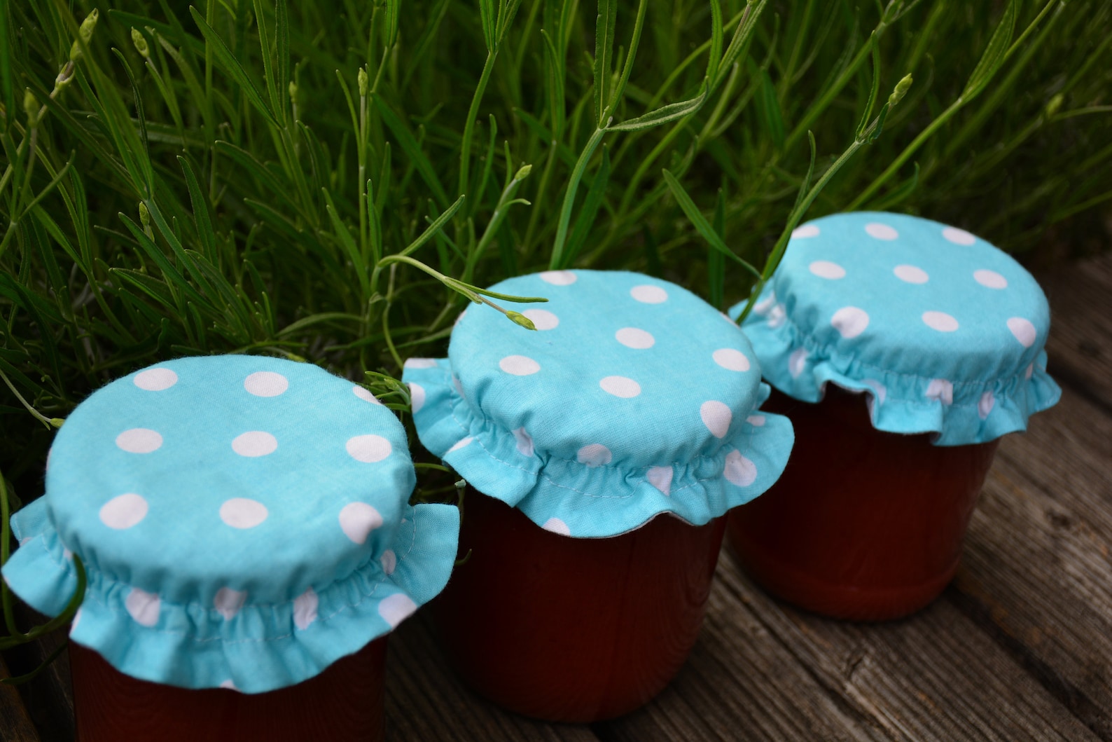 Reusable Fabric Jar Covers, Cotton Jar Covers, Blue Wedding Favour ...