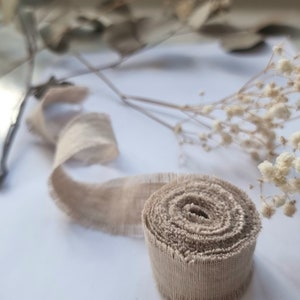 Linen Ribbon, Hand Frayed Edge Ribbon, 1" Ribbon With Fringe, Linen ...