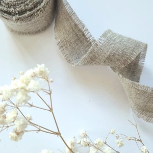 Linen Ribbon, Hand Frayed Edge Ribbon, 1" Ribbon With Fringe, Linen ...