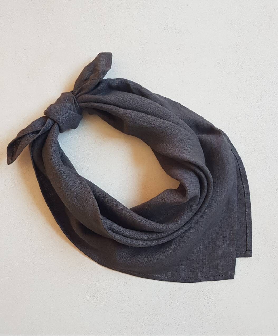 Linen Bandana, Men, Women Bandana, Dark Green Linen Neckerchief, Brown ...