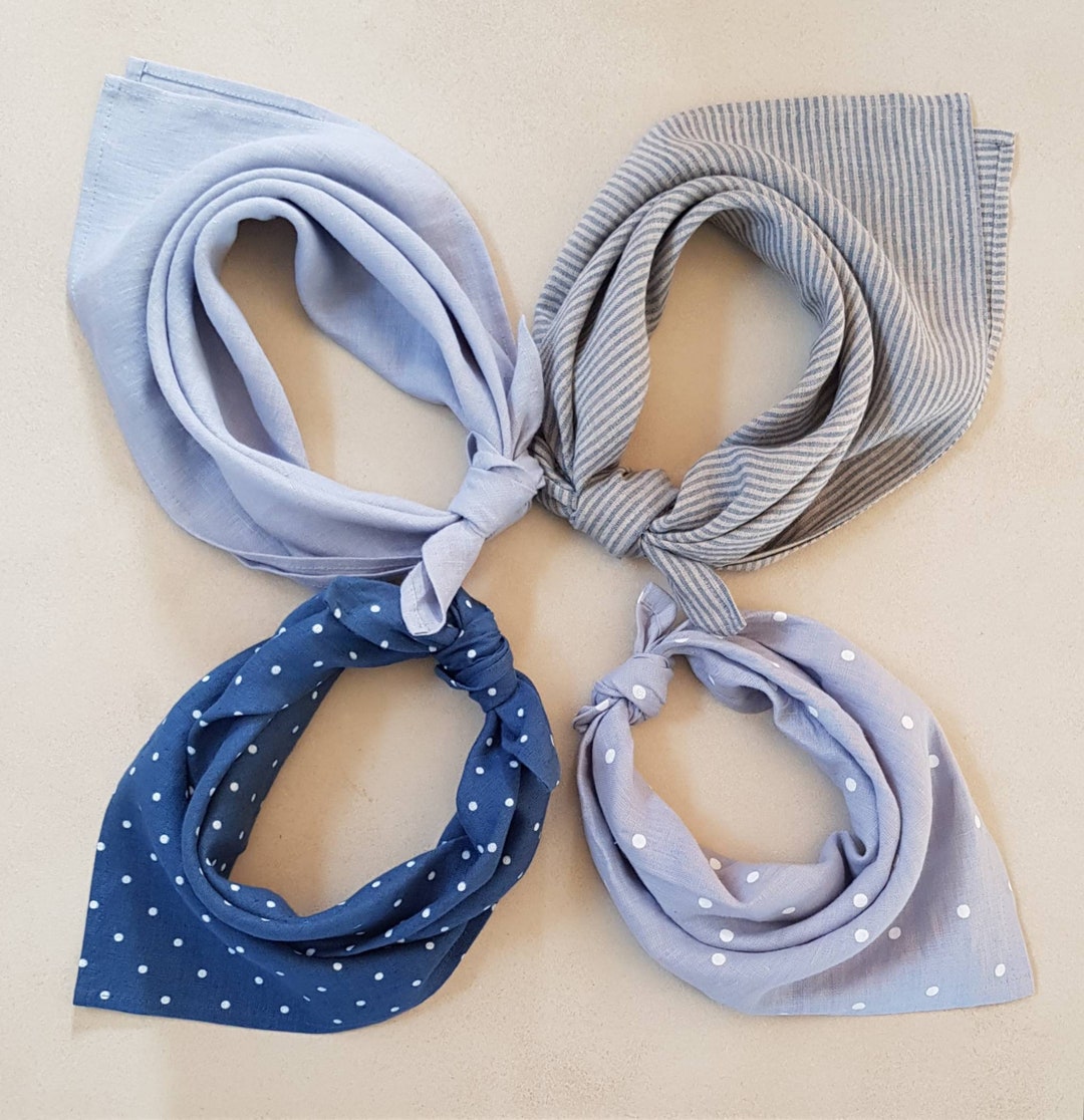 Linen Bandana, Blue Bandana, Women Bandana, Bandana Men, Linen ...