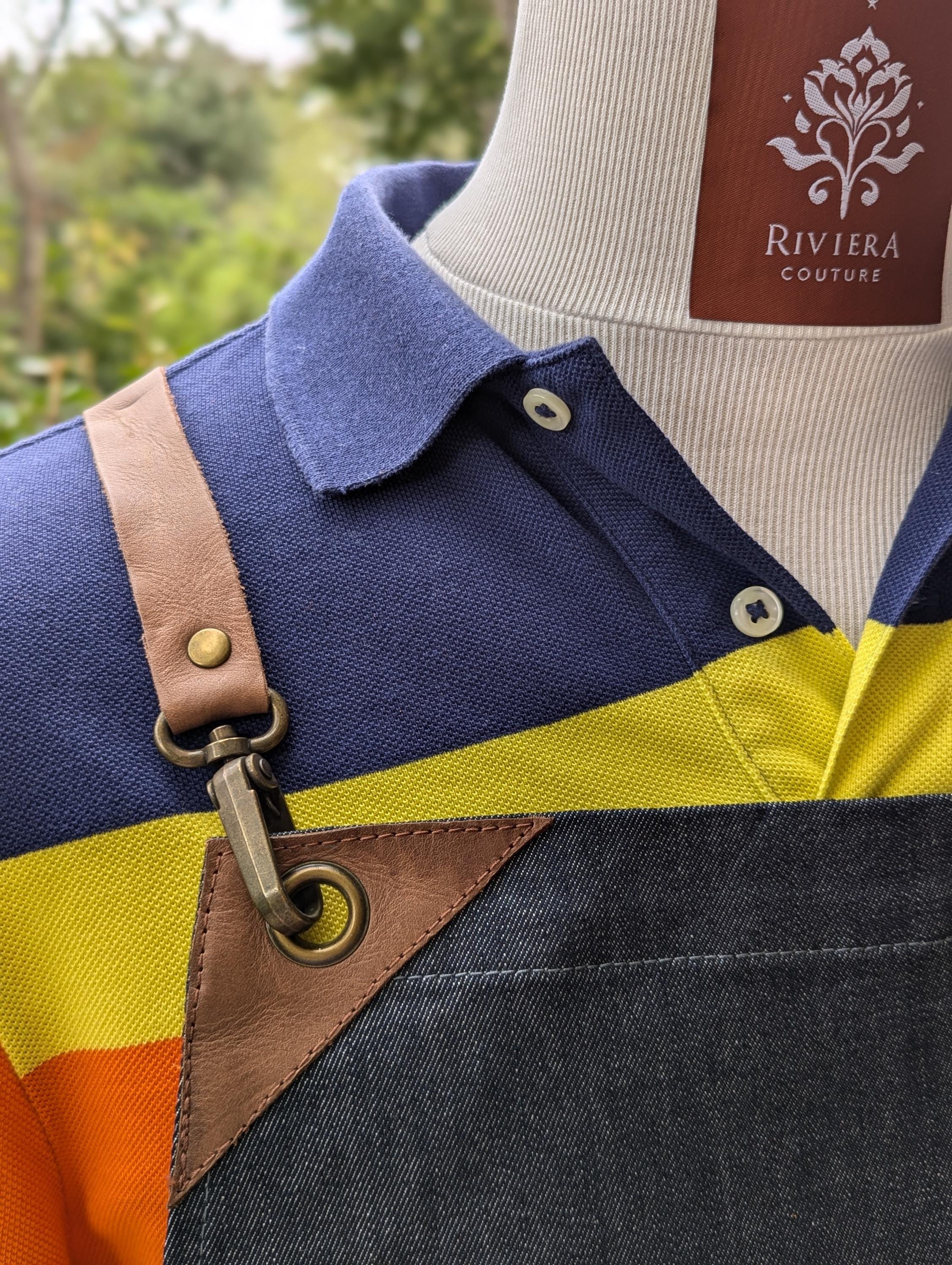 Apron for Baristas in Dark Blue Denim With Leather for Artists Like ...